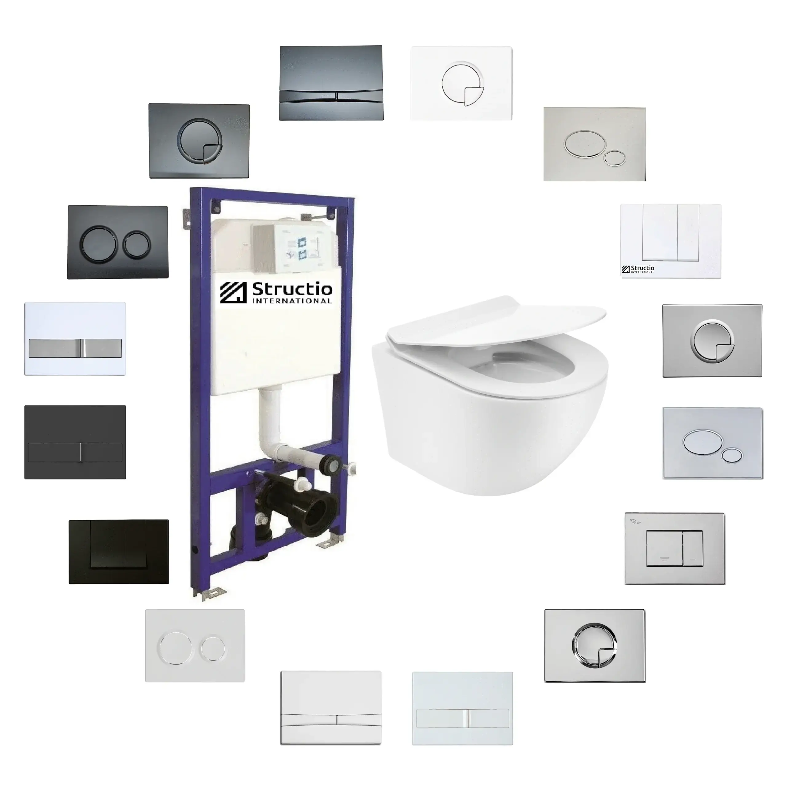 Structio - Hängewand WC Komplett SET Unterputzspülkasten Vorwandelement ...